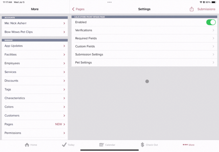 How do I setup an Intake Page?